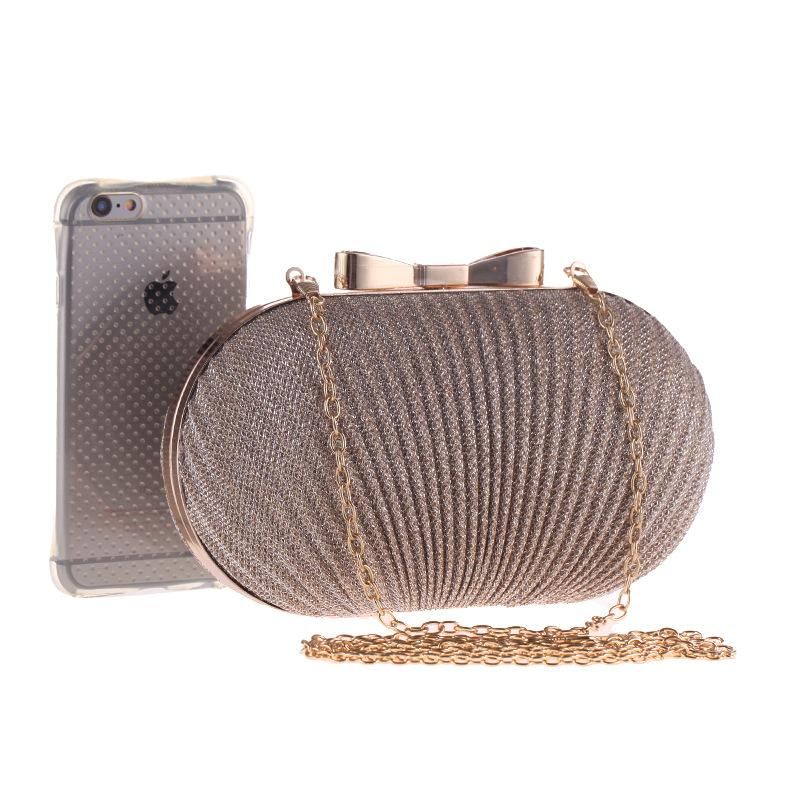 Champagne Coloured Pleated Evening Bag - Your One Stop Wed Shop