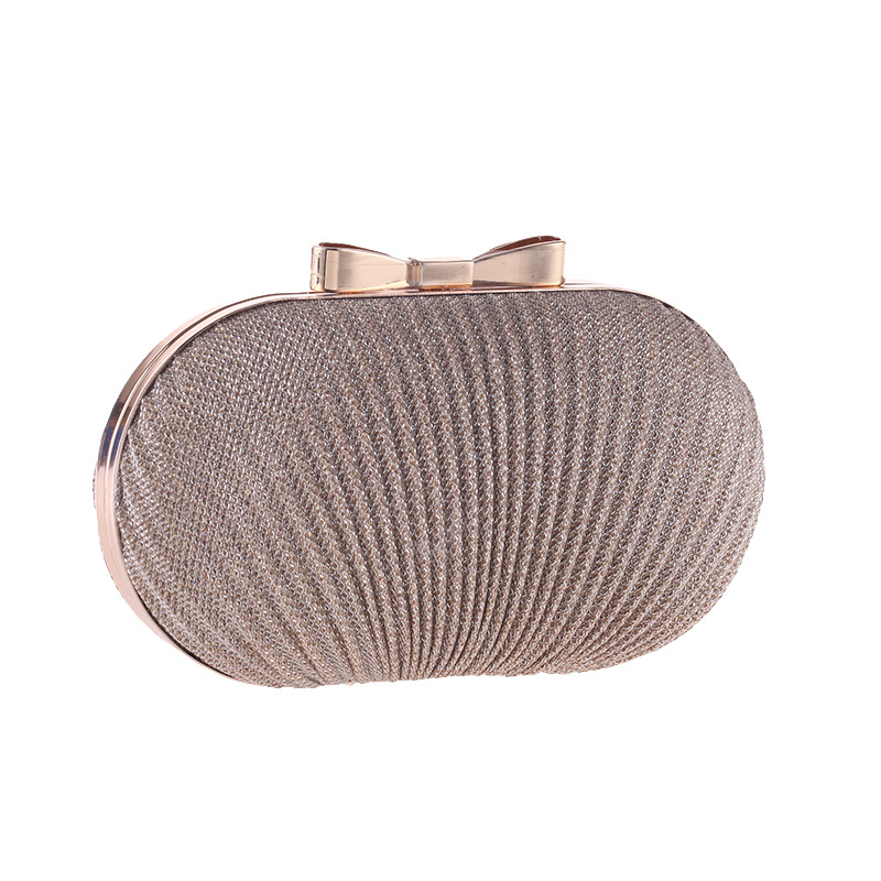 Champagne Coloured Pleated Evening Bag - Your One Stop Wed Shop